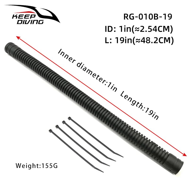 Гофрированный шланг KEEP DIVING RG-010B-19, черный, ID 2.54cm, L 48.2cm