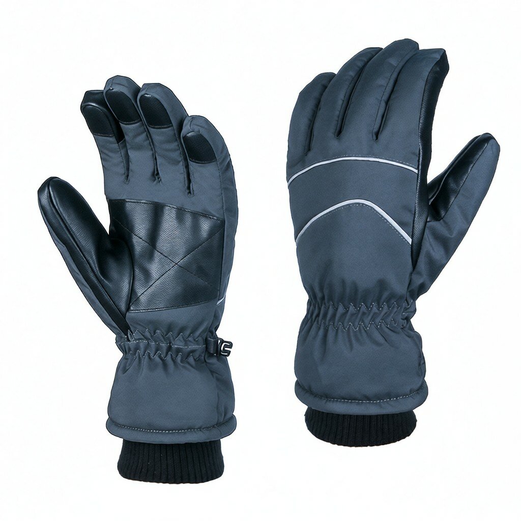 Перчатки для сноуборда и лыж полус пальцы сенсорные зимние водонепроницаемые ветронепроницаемые для мужчин женщин холодная погода мотобайк открытое воздух (Серый-М), материал Полиэстер+ПУ+Хлопок, размер M, вес 150 г