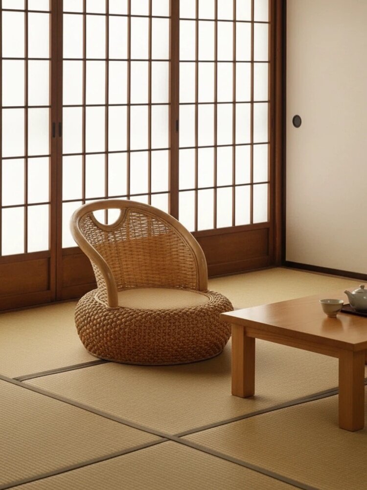 Соломенный напольный стул Сиденье из ротанга ручной работы в стиле Бохо