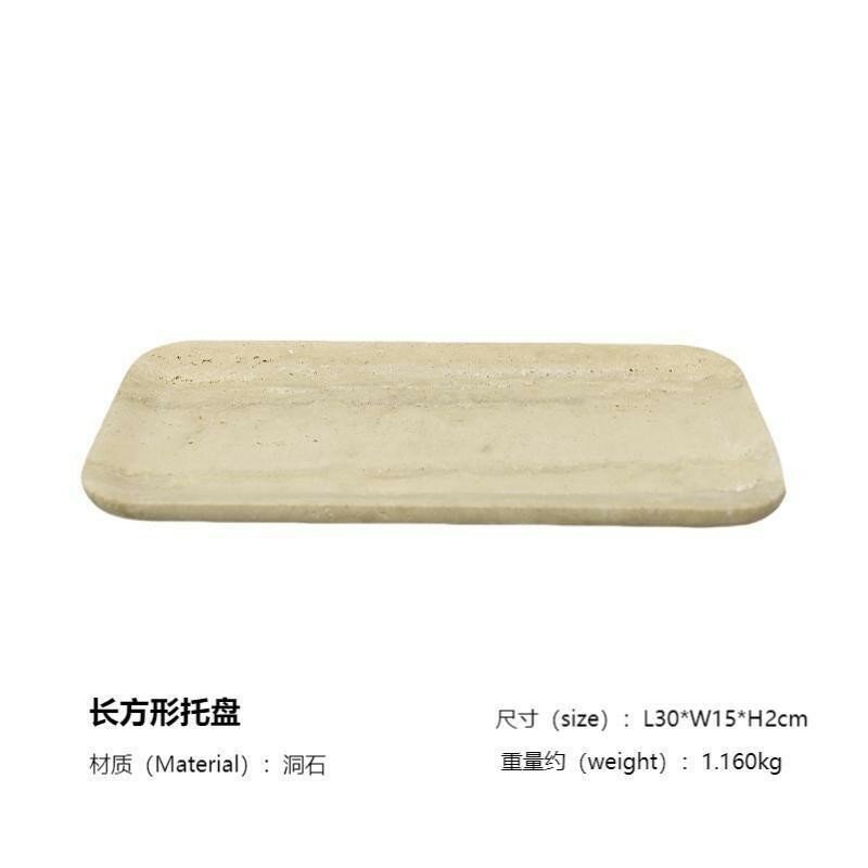 Горячая распродажаСовременный минималистичный геометрический мраморный поднос из травертина для гостиной, столовой, входа, отеля, модельного дома, домашнего декора