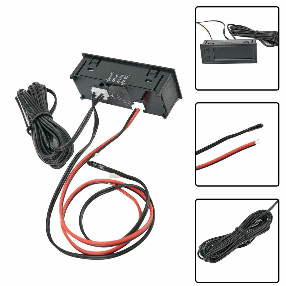 Авто 3в1 вольтметр с термометром и часами LED дисплей 12V для панели температура -35–120°C 5–28В красный зелёный