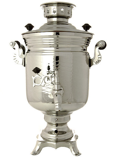 Электрический самовар 3 литра никелированный "Цилиндр" с автоматическим отключением при закипании