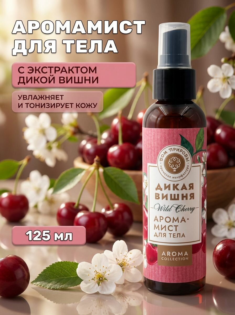 Аромамист для тела Дикая вишня с экстрактом вишни и гиалуроновой кислотой, 125 мл