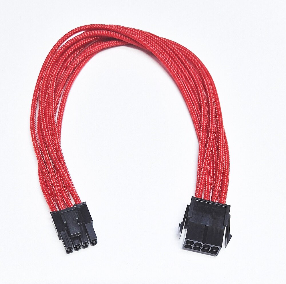 Удлинитель GELID Solutions 8-pin на 6+2-pin PCI-E , 30см, индивидуальная оплетка, красный CA-8P-08