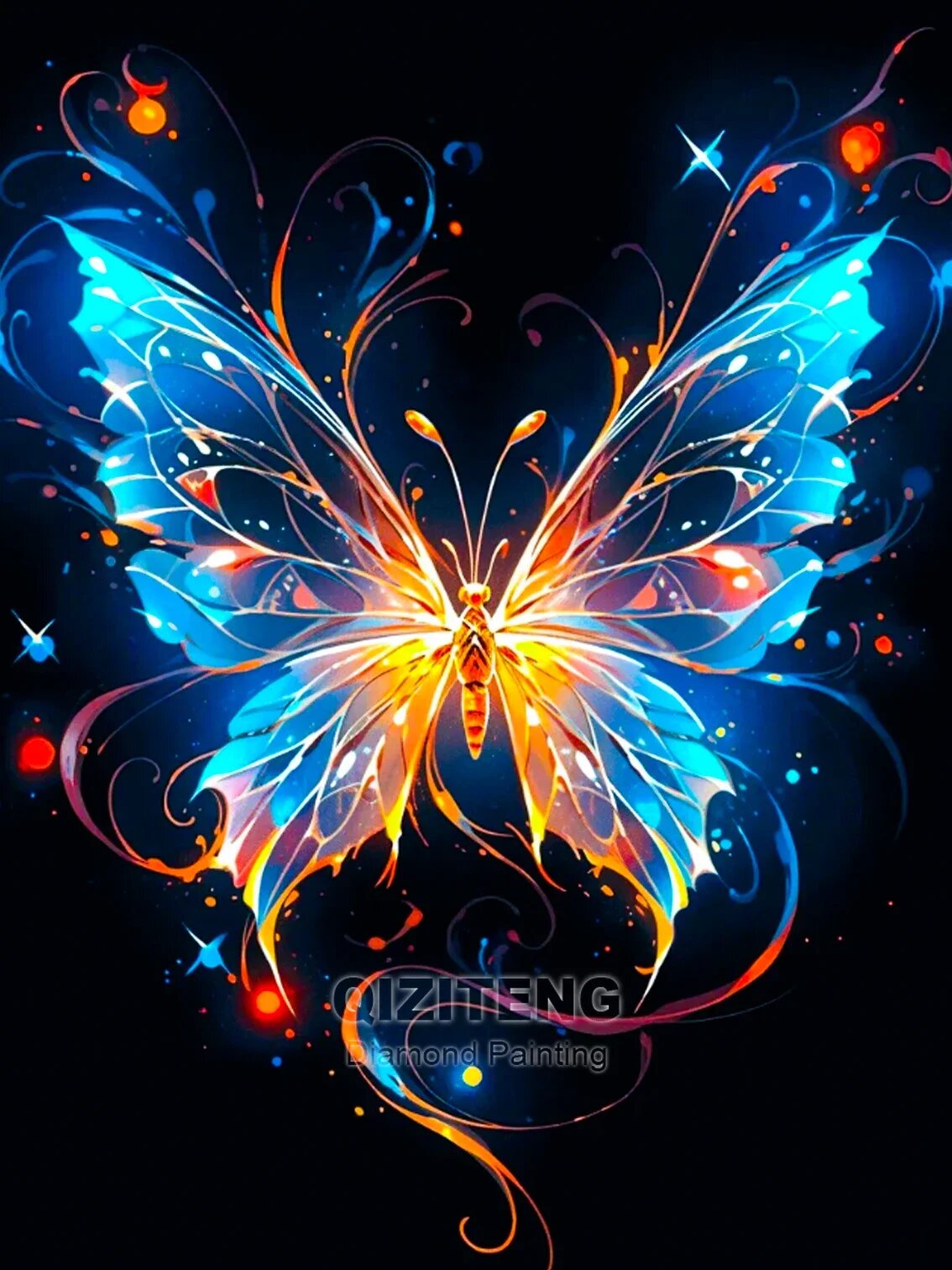 Алмазная живопись QIZITENG Хризантема Роза Бабочка 30x40cm Round, RT-1252