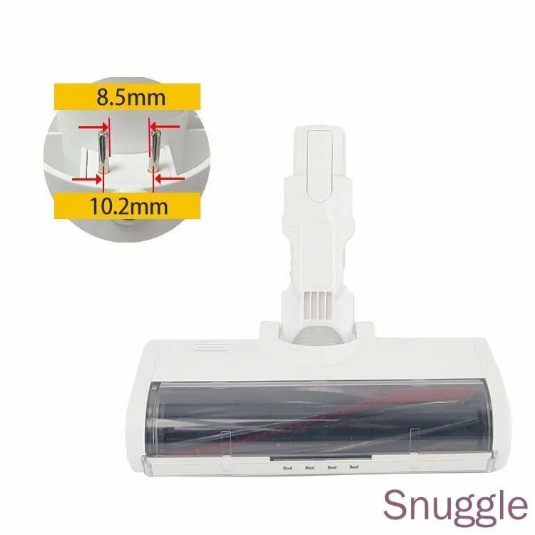 Турбощётка для пылесоса Xiaomi Dreame G10 V11 V10 V12 T30 с широкими контактами. Белая. Насадка с LED подсветкой с щетинками на валике. Щетка для ковров, ковровых покрытий, ламината, паркета и плитки.