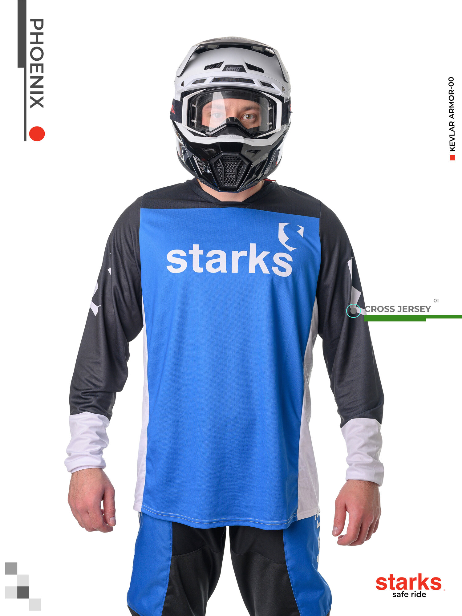Джерси Starks PHOENIX (синий/черный), мотоэкипировка, мото, эндуро