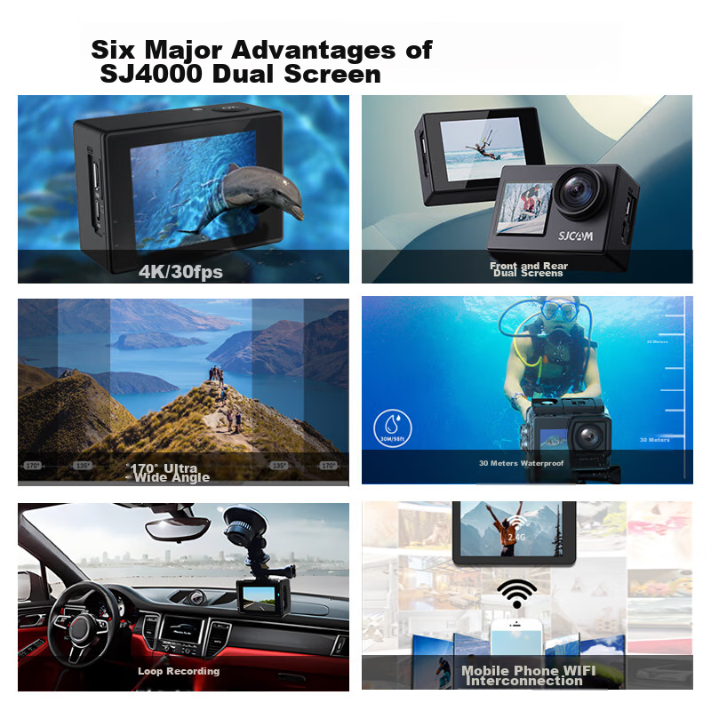SJCAM двойной экран экшн-камера 4K водонепроницаемая для велосипеда 128ГБ комплект В комплекте：SD-карта 128