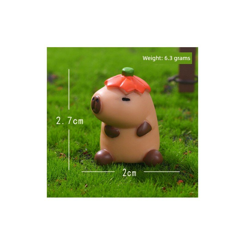 Резиновая фигурка капибары с листом для офисного стола, 6,9 см x 5,3 см x 4,3 см