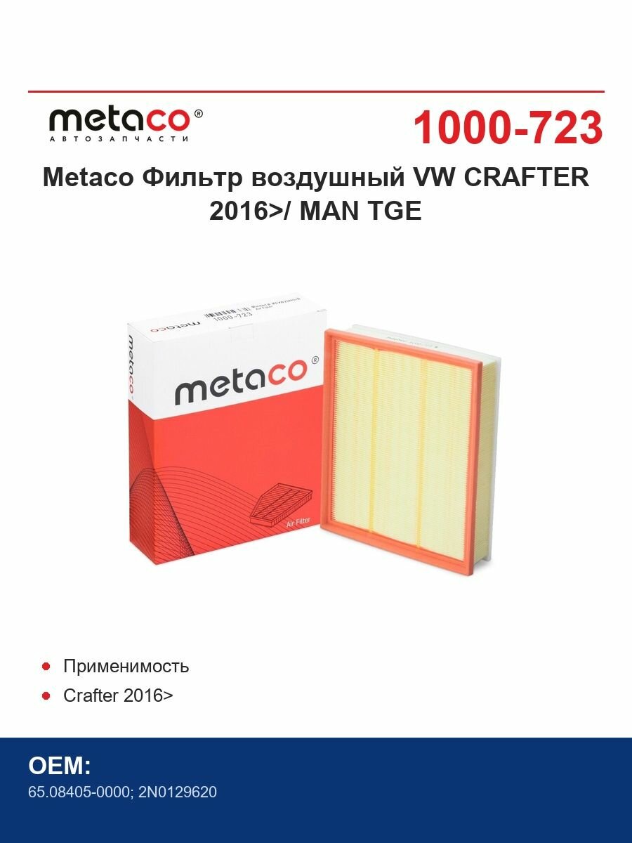 Metaco Фильтр воздушный VW CRAFTER 2016>/ MAN TGE
