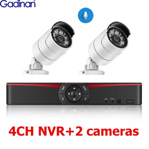 Комплекты видеорегистраторов безопасности Gadinan 4CH/8CH с камерами 5MP POE, детекцией лиц, аудио и звуковым сигналом, системой видеонаблюдения CCTV, Куполевые и пулевидные наружные камеры для наблюдения