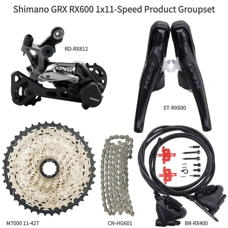 SHIMANO GRX RX600 1x11 Скоростей Группсет для Шоссейного Велосипеда с Дисковыми Cassette 11-42T