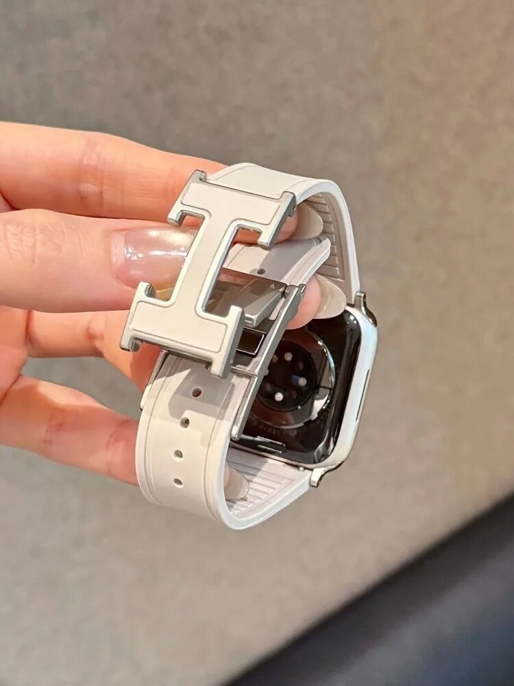 Силиконовый ремешок для Apple Watch Series 10-11 46мм/ 1-9, SE, Ultra1 и 2, 3 42мм, 44мм, 45мм, 49мм/ SE 3 44мм, магнитная застёжка H-образной формы, фитнес спортивный стиль, 11цветов на выбор