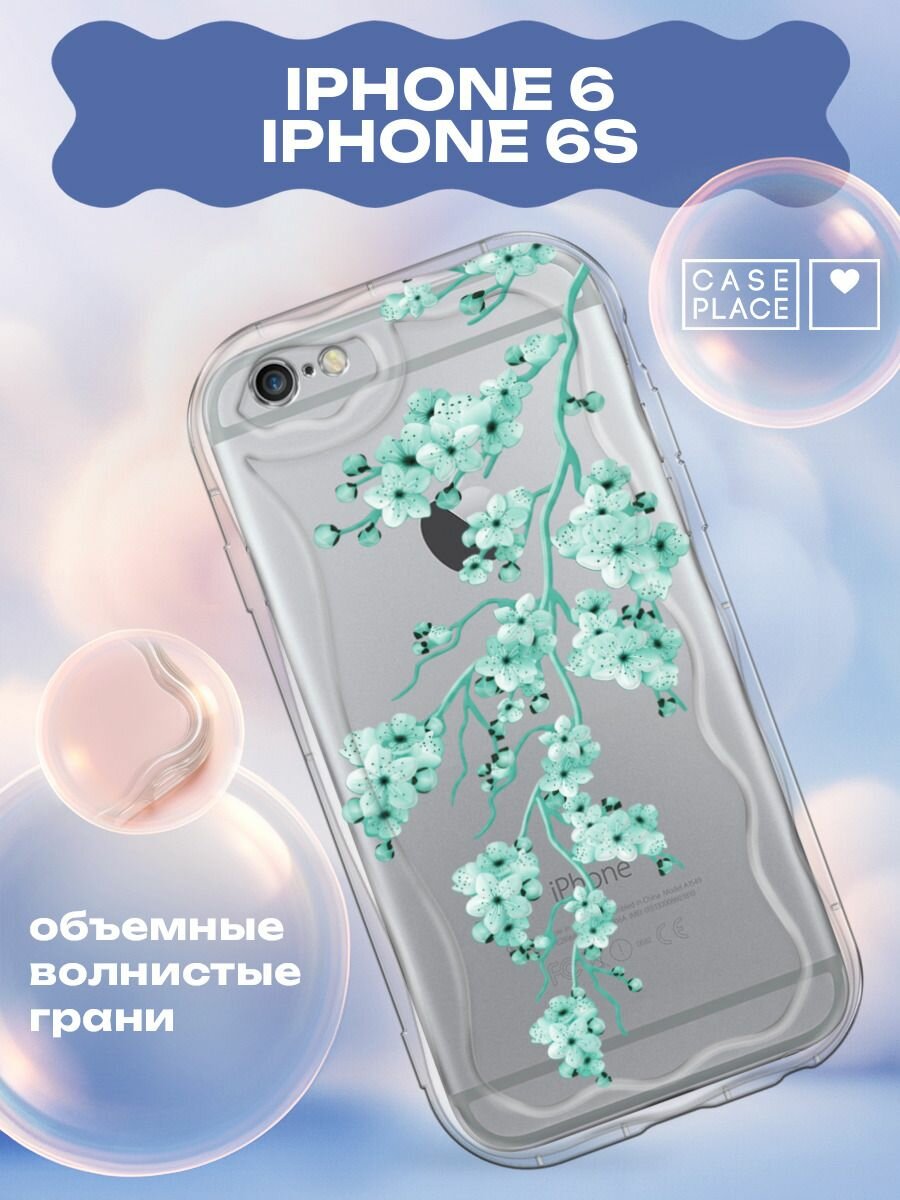 Чехол на Apple iPhone 6/6S / Айфон 6/6S с принтом Бирюзовая веточка сакуры