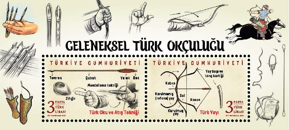 Почтовые марки Турция 2021г. "Традиционная турецкая стрельба из лука" Оружие MNH