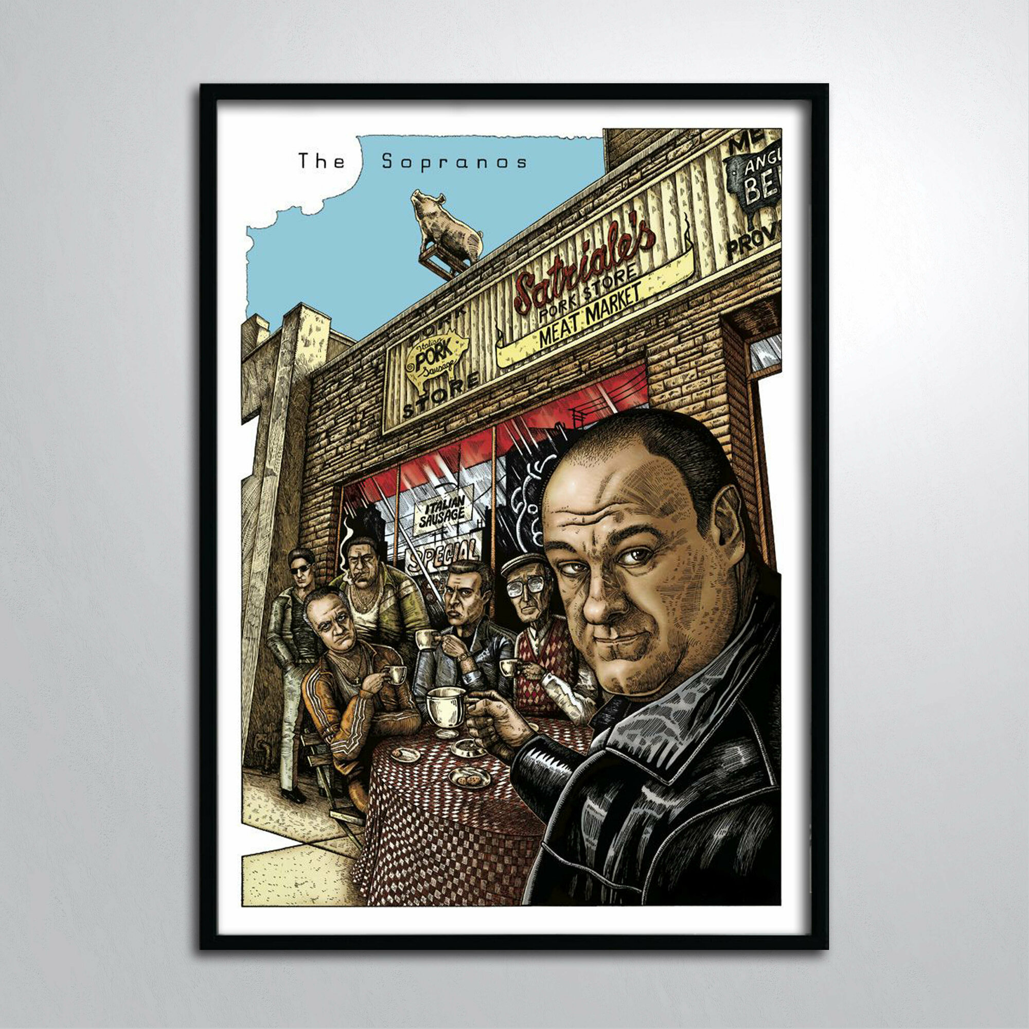 Постер без рамы/Сериал Клан Сопрано Застолье Кафе Картина The Sopranos