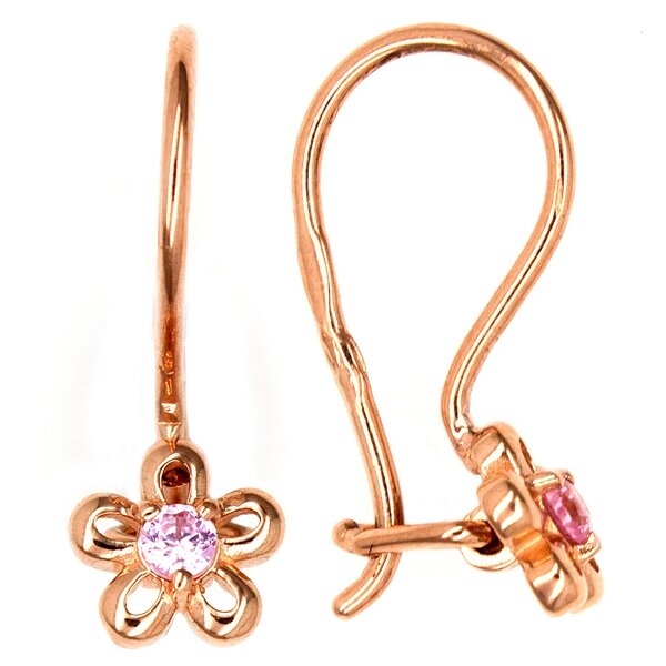 Серьги, золото, 585 проба, фианит
