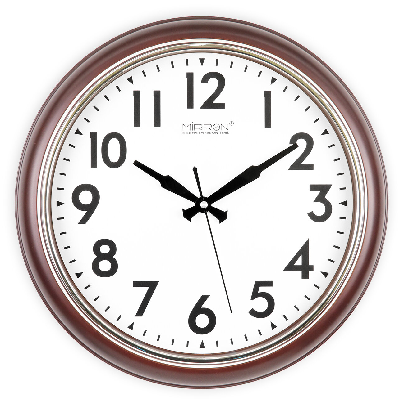 Настенные темно-коричневые круглые часы MIRRON P3009A ТДБ/ Домашний интерьер/ Лофт/Диаметр 38/Бесшумный механизм/в спальню/в гостиную/в офис