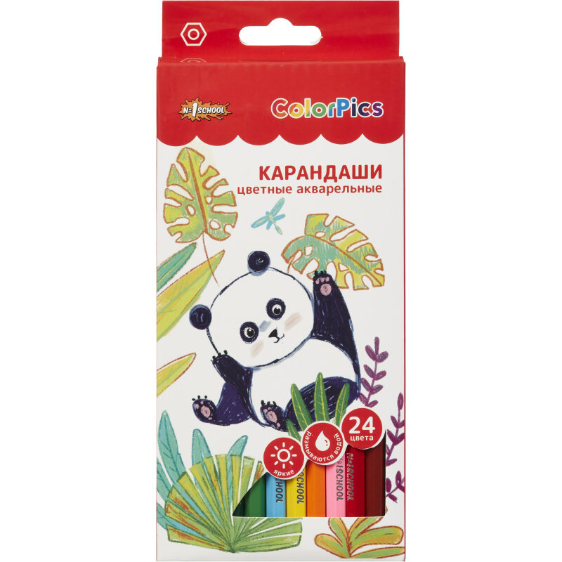 Карандаши акварельные 24 цв. ColorPics 6-гран в наборе №1 School 1743413