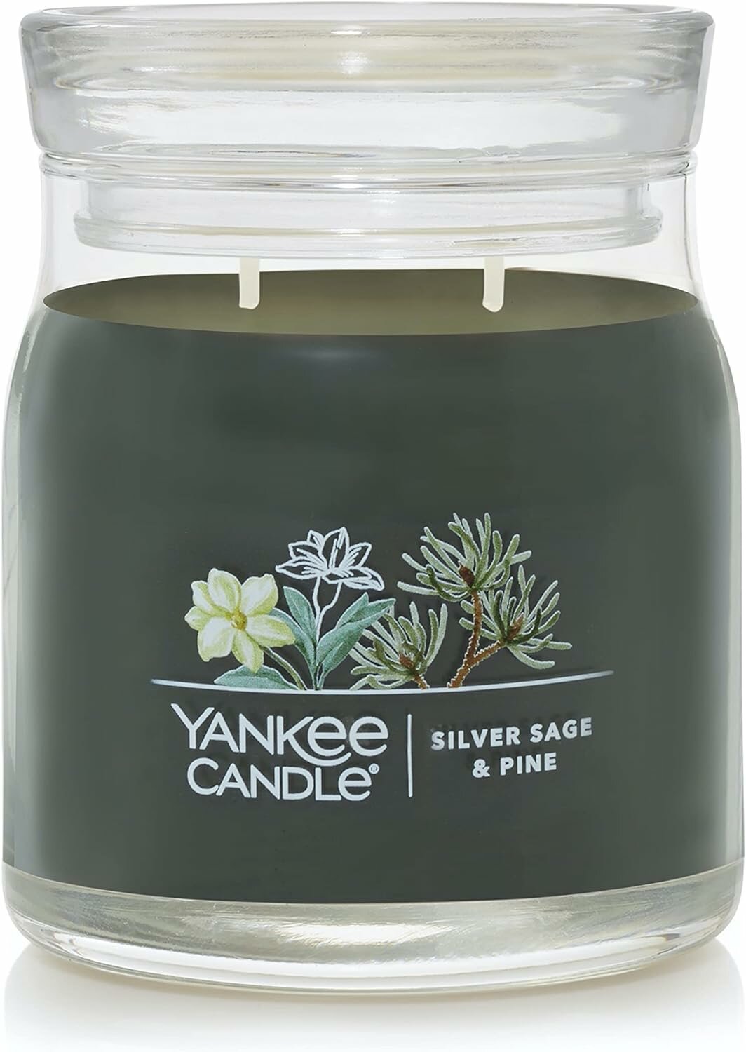 Свеча средняя в стеклянной банке Серебряный шалфей и сосна Silver sage & pine 368 гр / 35-50 часов