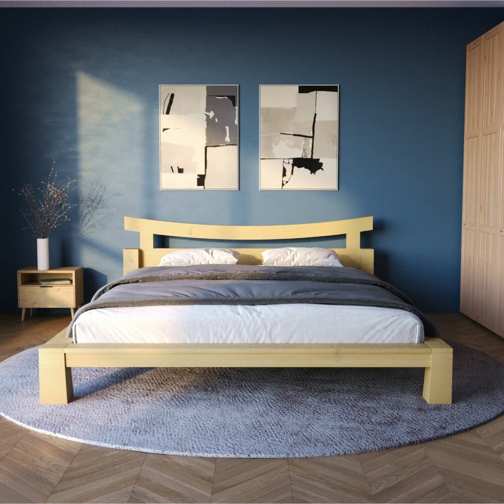 Кровать двуспальная массив 180x200 Йошико цвет Бук