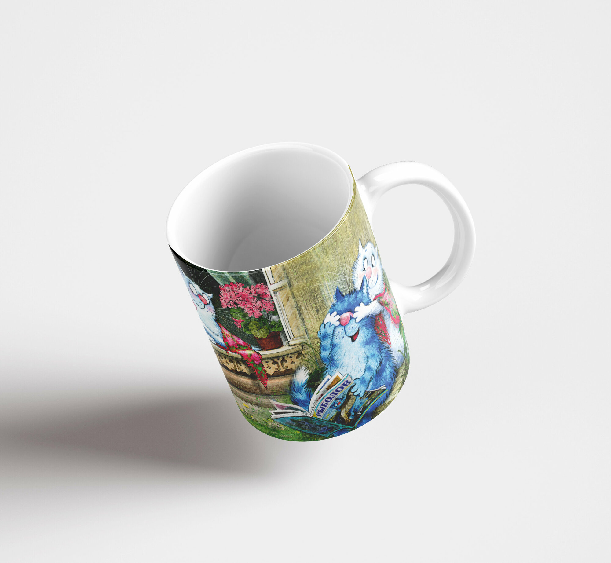 Кружка Медный всадник "Кошарики на крылечке"33 см, фиолетовая