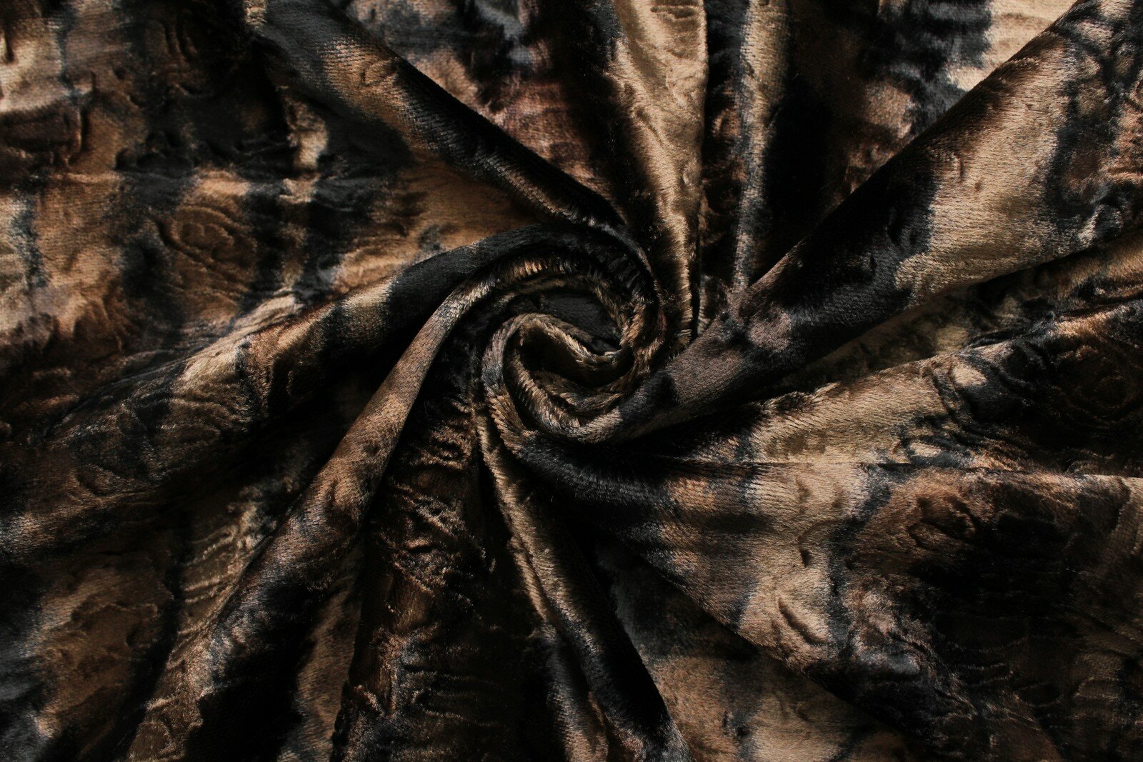 Ткань Мех искусственный под каракульчу коричнево-чёрный, ш138см, 0,5 м