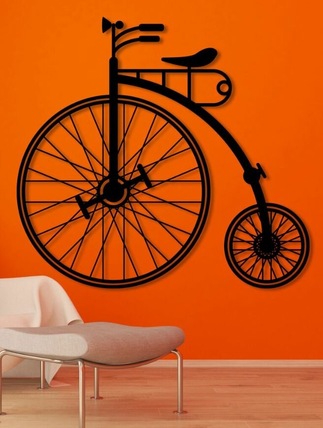 Декоративное металлическое панно, Антикварный велосипед (черный цвет)