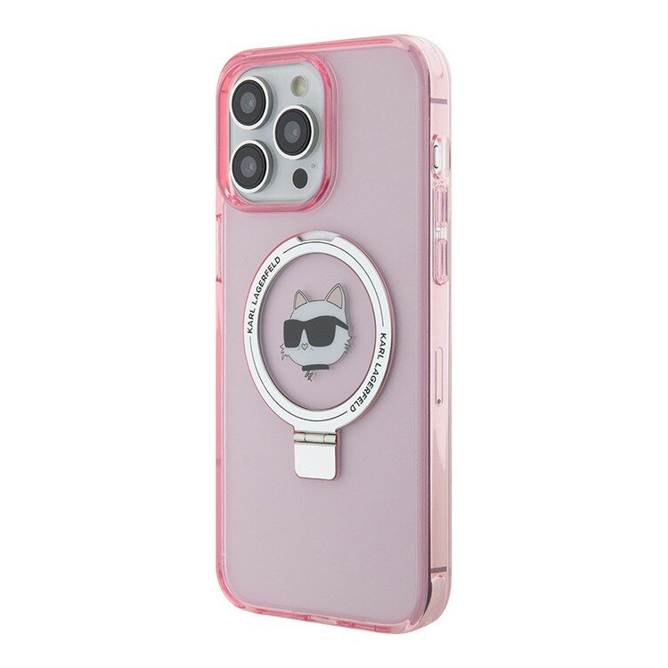Karl Lagerfeld чехол с подставкой для iPhone 15 Pro, NFT Choupette head розовый (MagSafe)