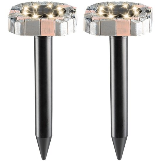 Набор ультразвуковых отпугивателей кротов Rexant с садовым фонариком (камень), 71-0087