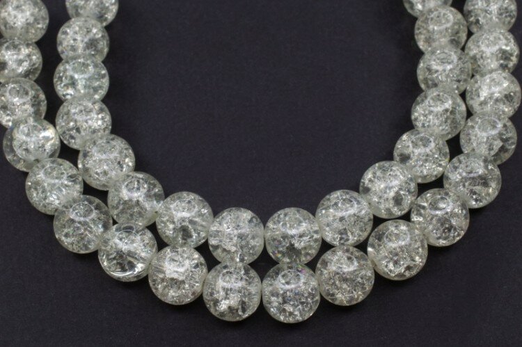 Бусина круглая с эффектом кракле, диаметр 10мм, отверстие 1мм, цвет светло-серый прозрачный, 550-098, 10шт