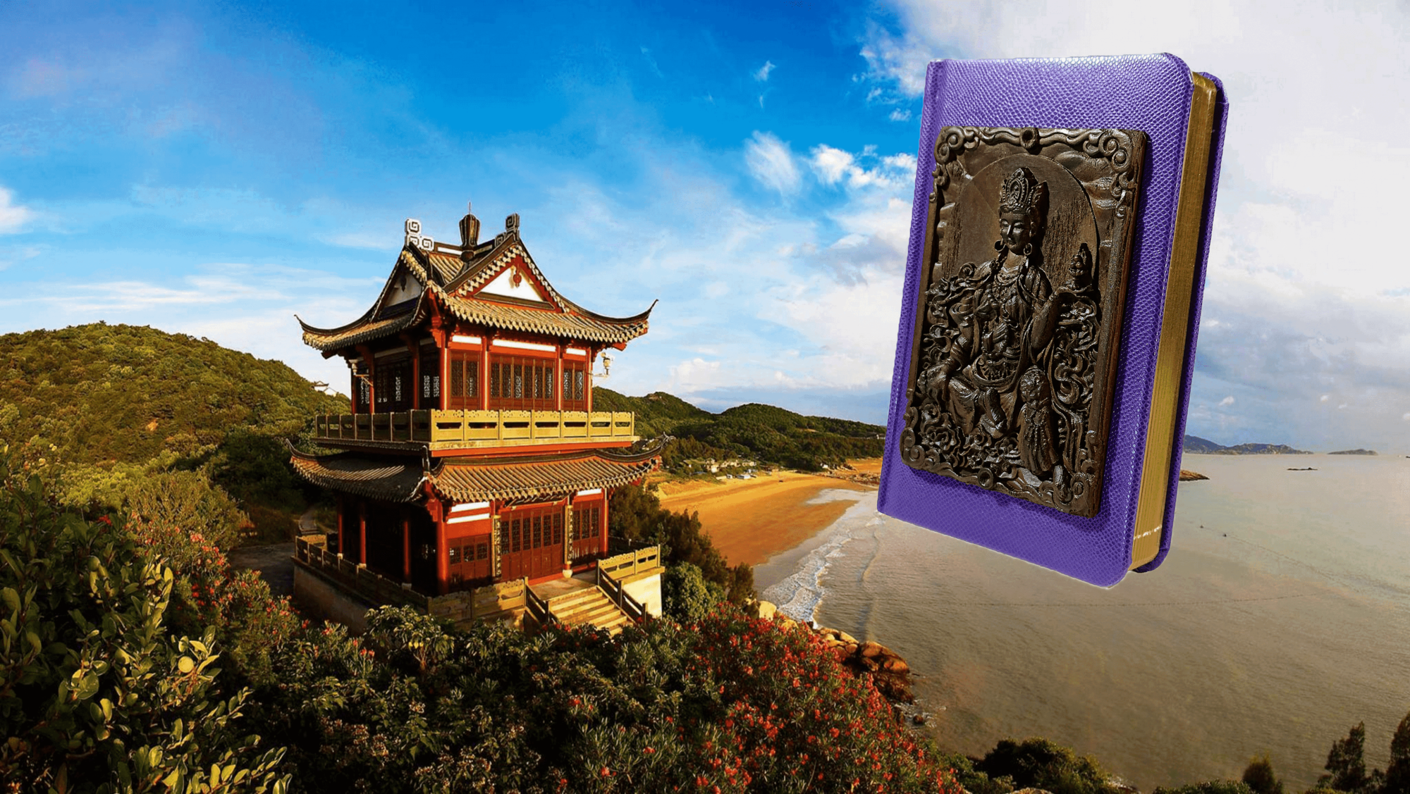 Ежедневник блокнот недатированный с барельефом, Гуань Инь, А6, 100х150, Мастерская Символов