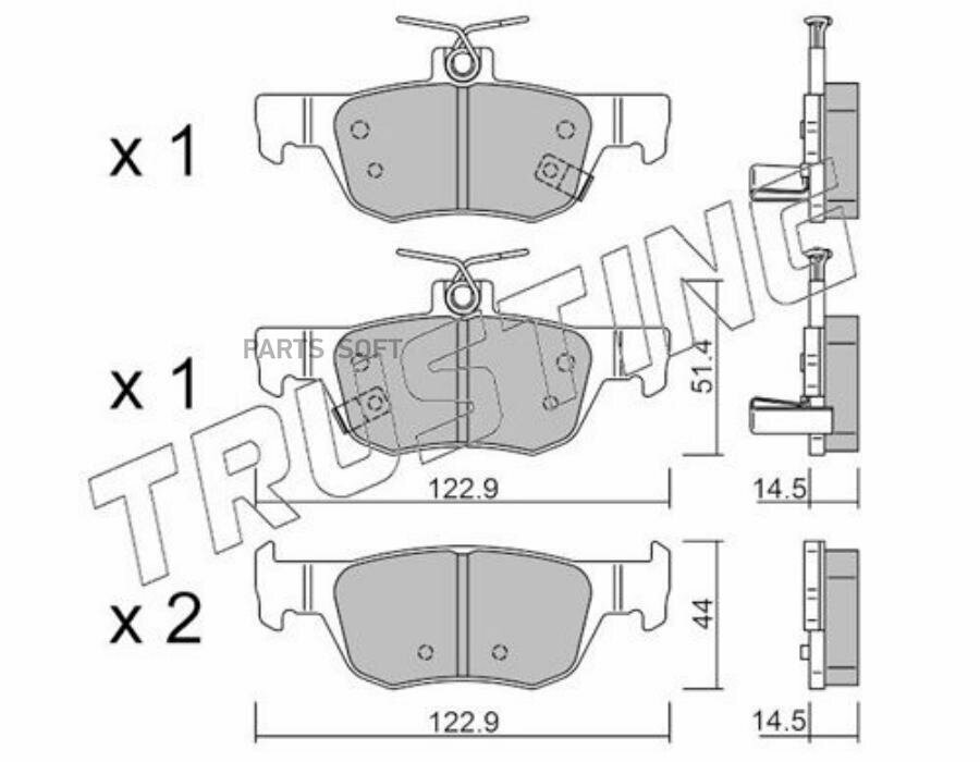 К-т дисков. тормоз. колодок MAZDA 3 IV Hatchback (BP), CX-30 (DM) 2018- Rear Trusting арт. 12260