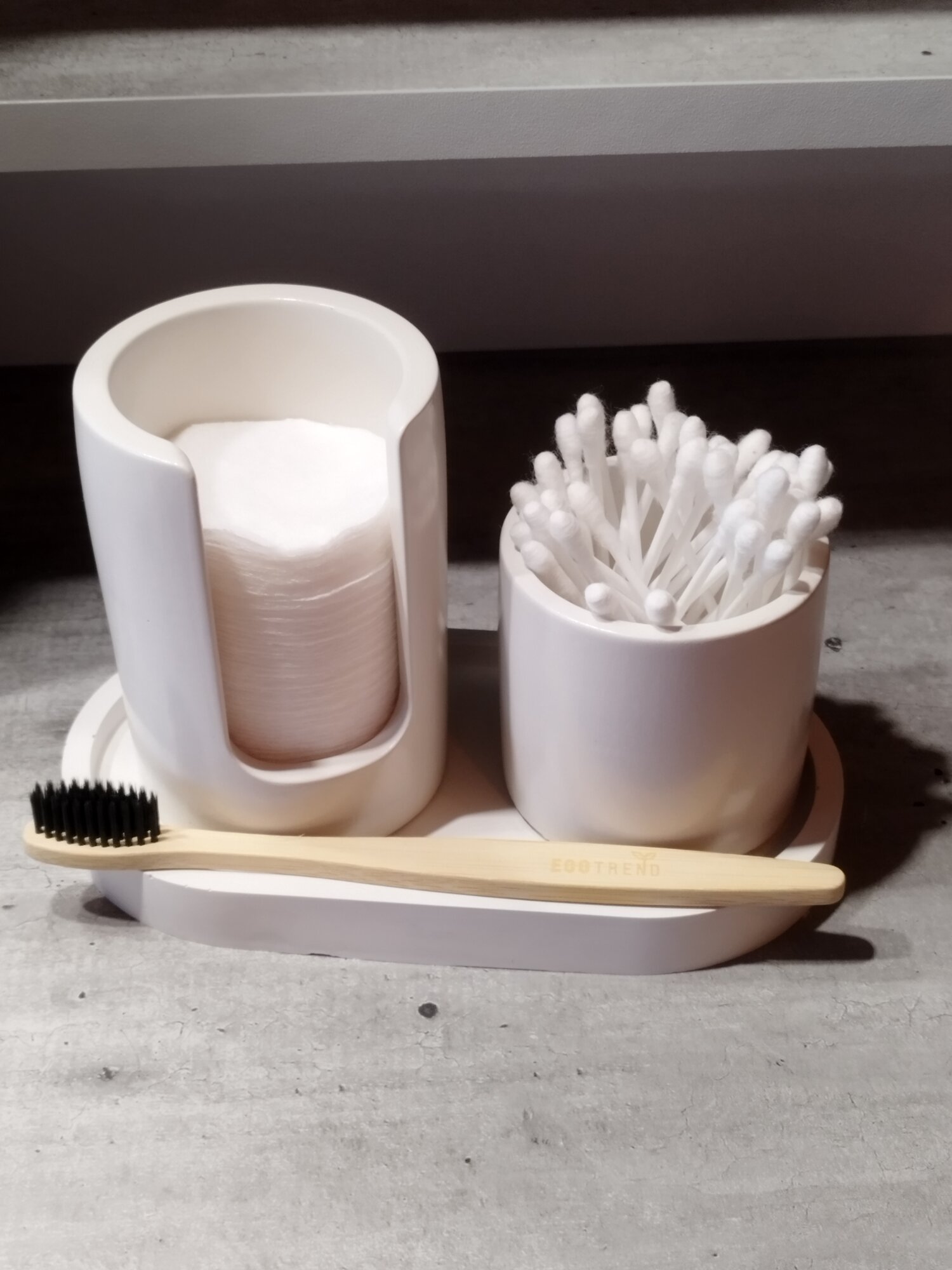 Настольный органайзер для ватных палочек и дисков с подставкой, белый, GipswithLOVE