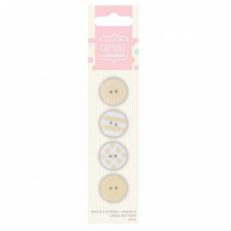#PMA354401 Набор пуговиц Spots & Stripes Pastels Docrafts 4 шт
