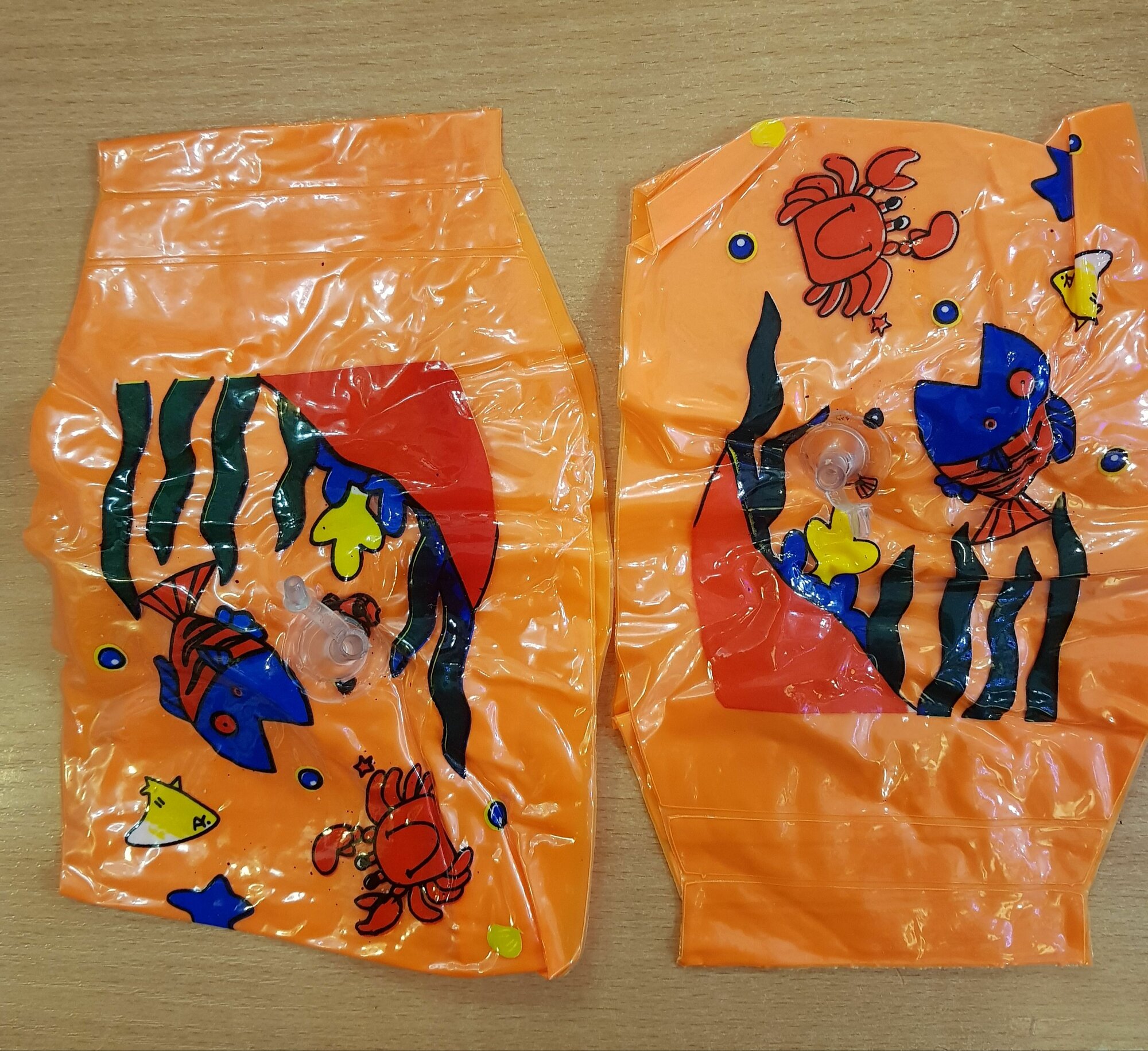 Нарукавники для плавания детские "Рыбки" оранжевые, 22х14см