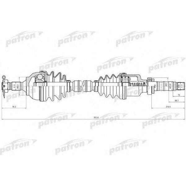 Привод в сборе правый для автомобиля, PATRON PDS0729 (1 шт.)