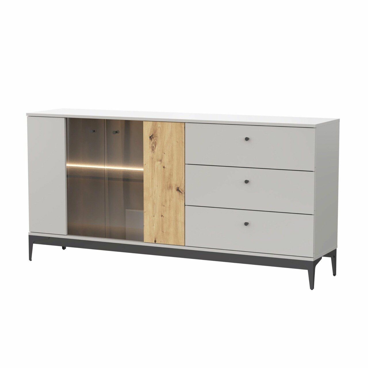 Комод КД-3 Нордик, серый/артизан