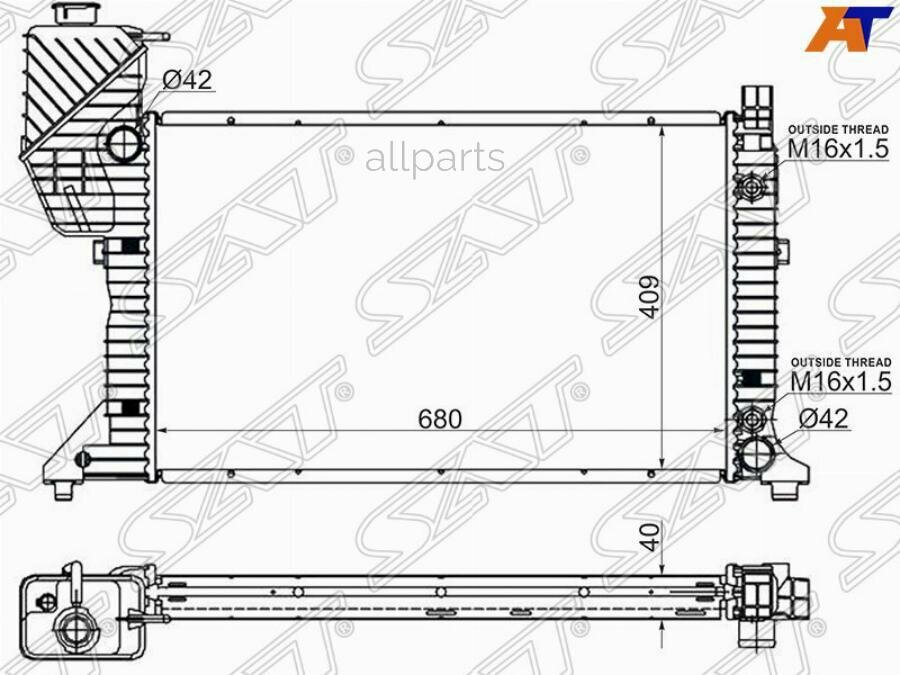 SAT MB0010-1 Радиатор Mercedes-Benz Sprinter 95-06 / L310 80-90