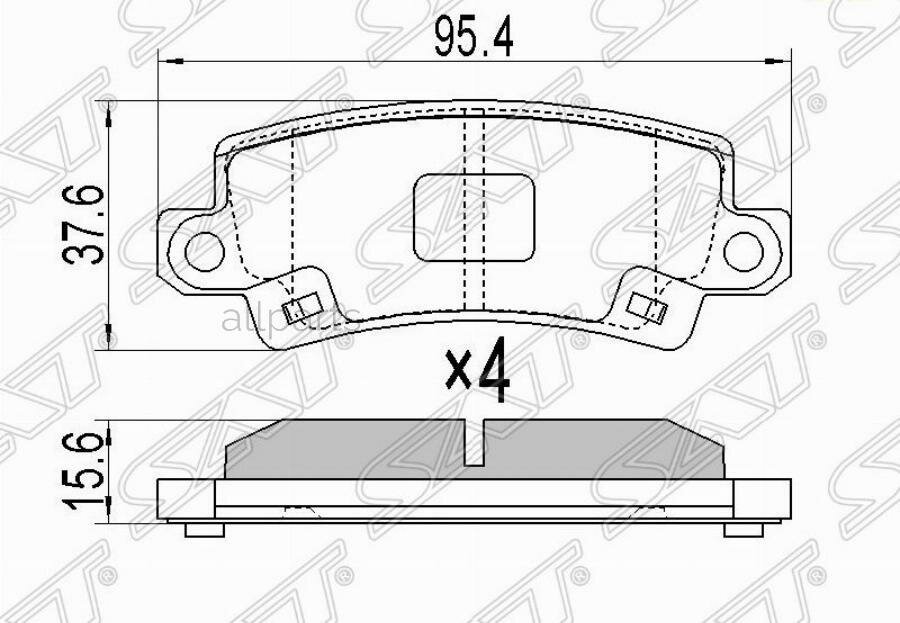 SAT ST-04466-02160 Колодки тормозные (Сзади) Toyota Corolla (E120) 00-07 / Corolla Fielder 00-06