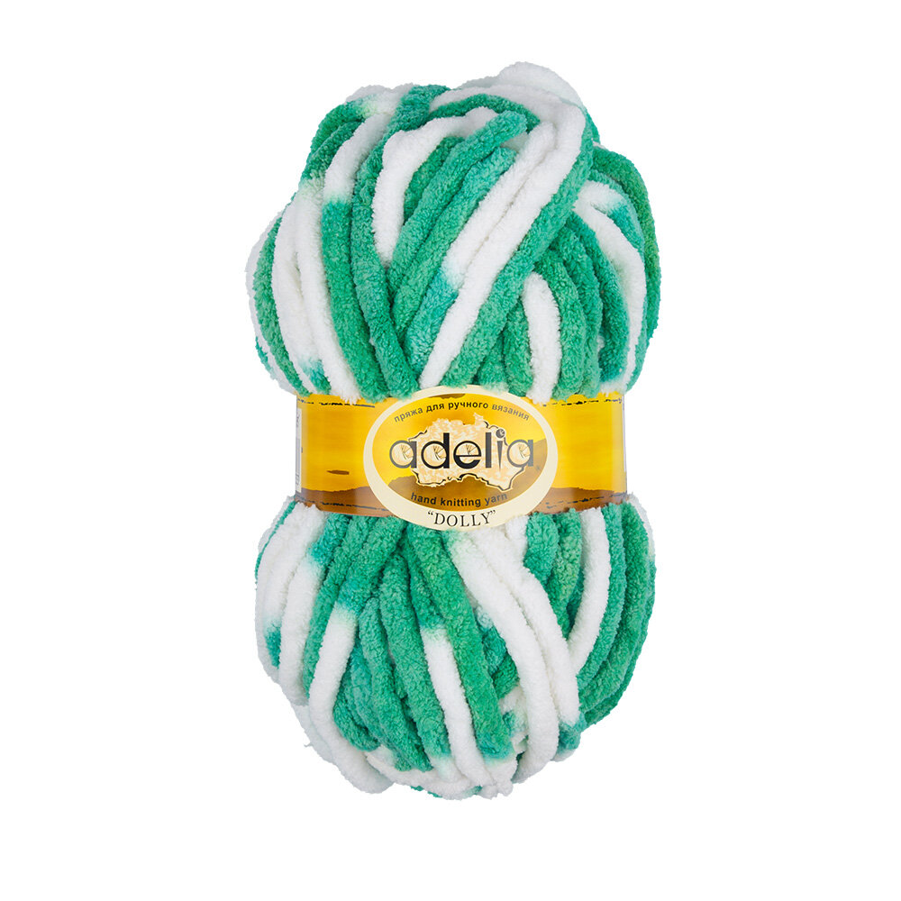 Пряжа ADELIA "DOLLY" 100% полиэстер 100 г 40 м ± 3 м №18 бело-зеленый