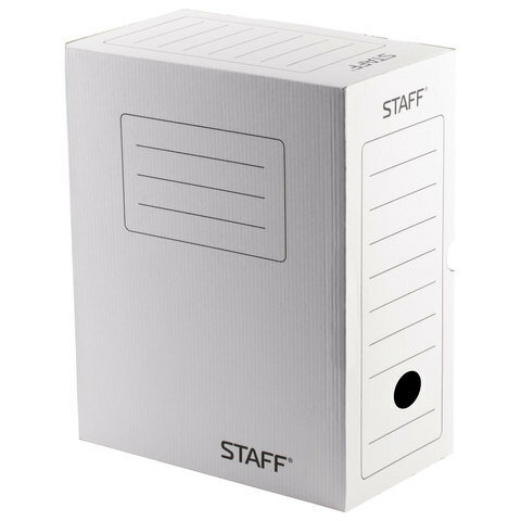 Короб архивный с клапаном А4 (260х325 мм), 150 мм, до 1400 листов, микрогофрокартон, белый, STAFF, 128866
