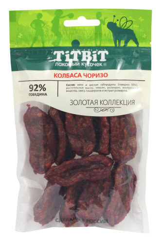 TitBit (ТитБит) Колбаса Чоризо для собак Золотая коллекция 80гр