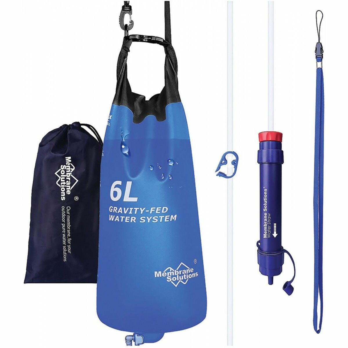 Туристический фильтр с мешком для сбора питьевой воды Membrane Solutions Gravity Water Filter Bag 6L