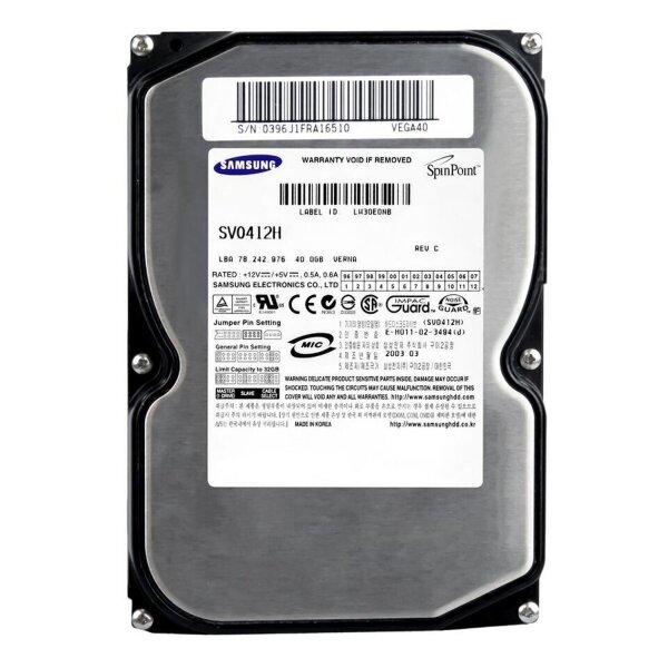 Жесткий диск Samsung SV0412H 40Gb 5400 IDE 3.5" HDD
