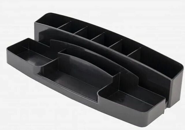 Эсир Подставка для канцелярии Бизнес, черный пластик, 10 отделений, 2 шт.