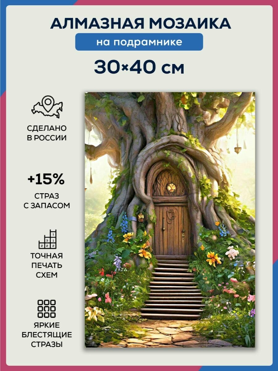 Алмазная мозаика 30x40 Сказочный домик на подрамнике
