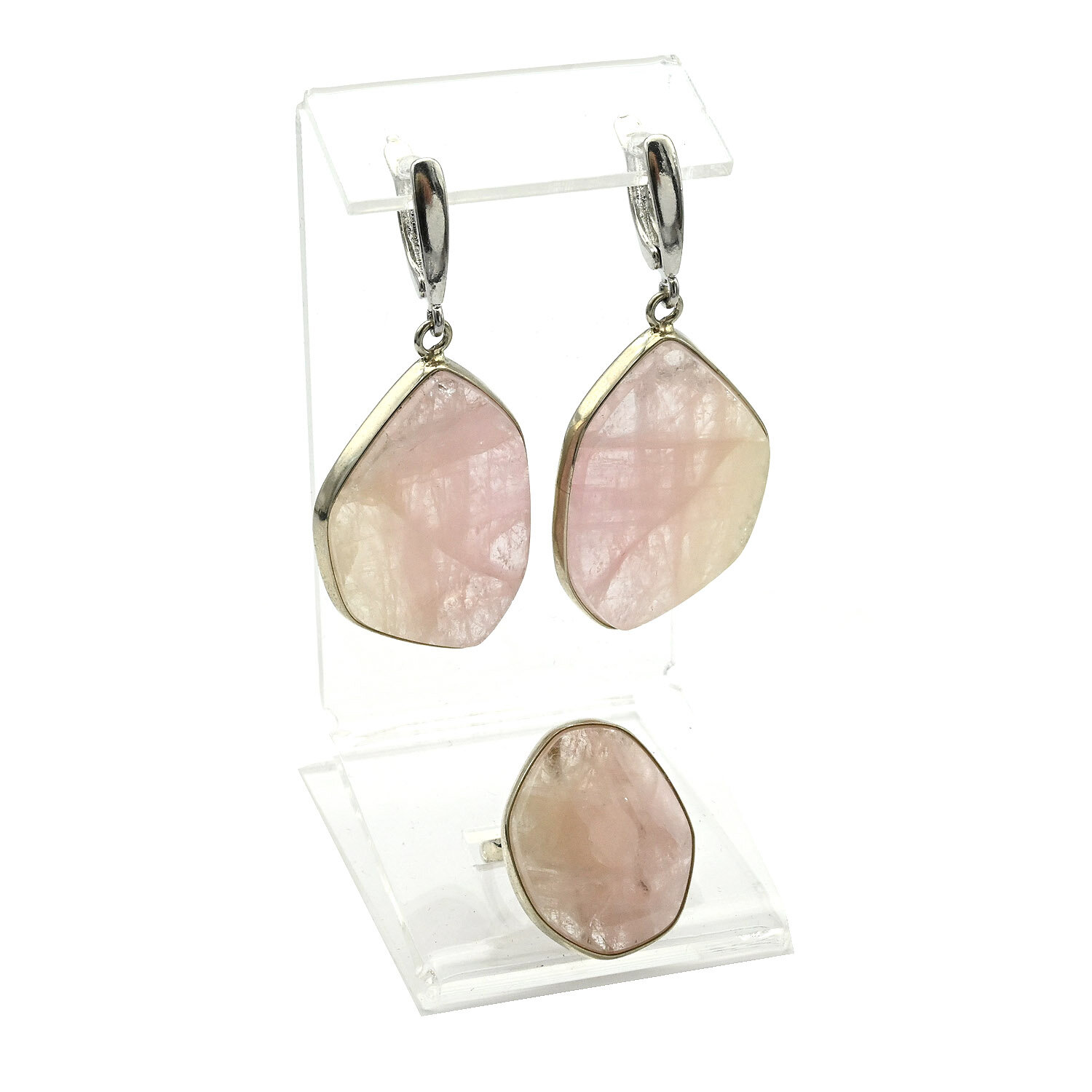 Комплект бижутерии: кольцо, серьги, турмалин