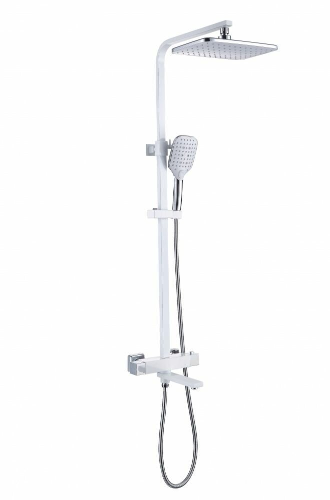 Душевая система ViEiR с термостатом, квадратная, 393561F Белый + Хром