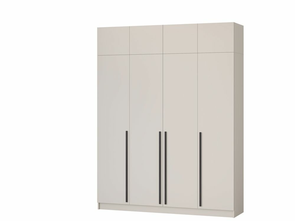 Шкаф распашной с антресолью Бастион 200 кашемир ЛДСП с полками, со штангой